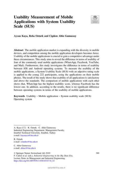 Pdf Usability Measurement Of Mobile Applications With System Usability Scale Sus Selected
