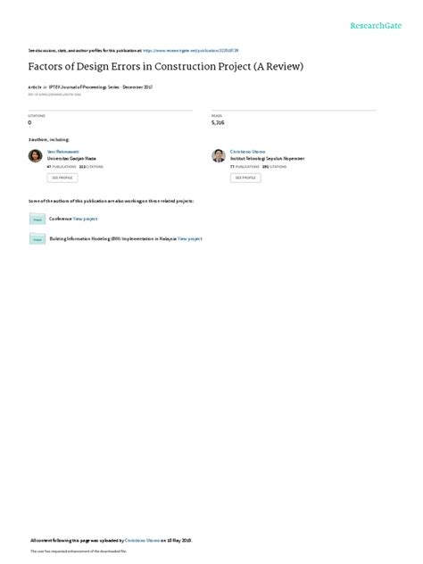 Factors Of Design Errors In Construction Project A Pdf Design Project Management
