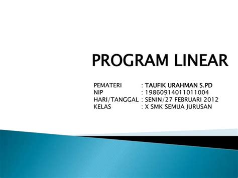 Program Linear Nilai Optimum Ppt