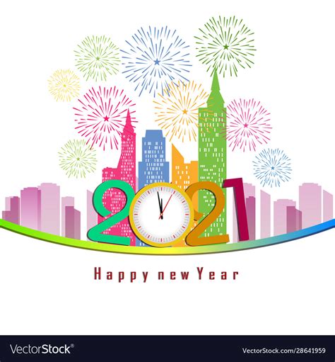 happy new year 2021 with firework background vector image