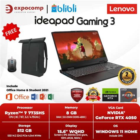 Jual Lenovo Ideapad Gaming Arh Jlid Amd Ryzen Hs Rtx Gb Gb W Ohs Di Seller