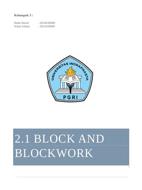 Kelompok 3 Block And Blockwork Pdf