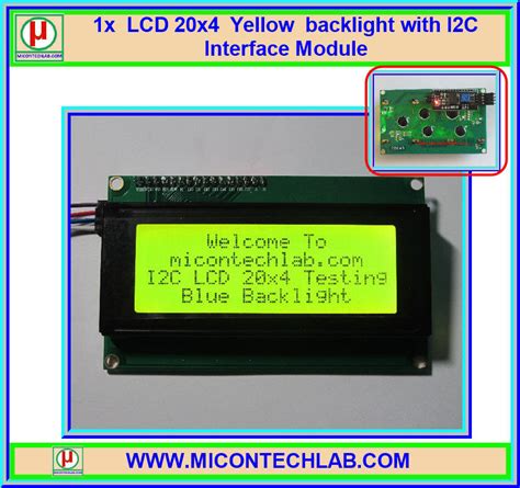 1x จอ Lcd 20x4 สีเหลือง เชื่อมต่อแบบ I2c Lcd I2c ตัวแทนจำหน่ายไมโคร