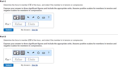 Solved Part A Determine The Force In Member De Of The Truss