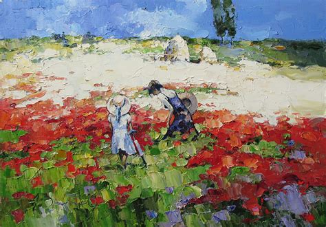 Картина «Поле маков масло на холсте Художник Зайцев Алексей