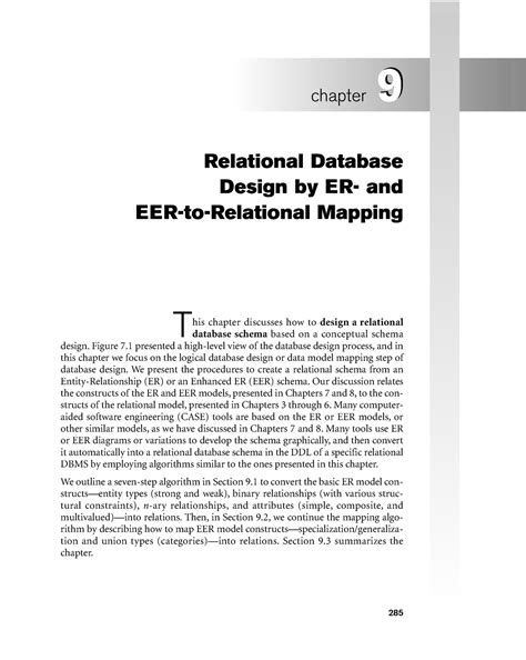 Database Management System Concepts And Advancements 285 Relational Database Design By Er And