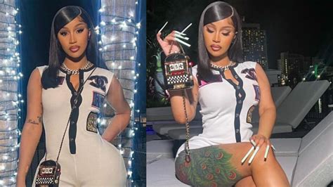 Check Out Cardi B Posts A Series Of Images Wearing A Skintight White