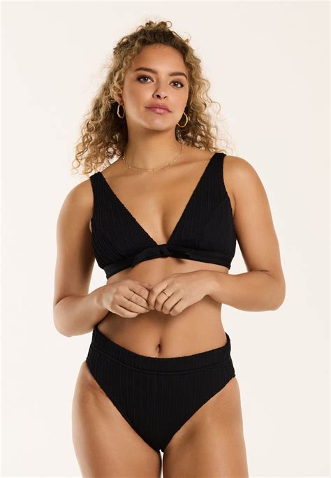 Shiwi Teddy Fixed Triangle Set Highwaist Bikini Black Malta