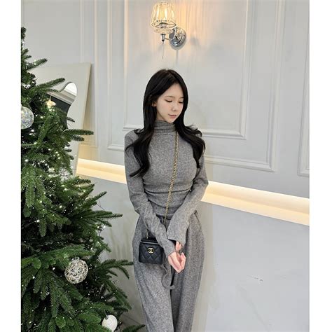 당일출고최저가 허리 잘록 셔링 반목 굴림 와이드 일자 팬츠 니트 트레이닝 세트3color 에이블리