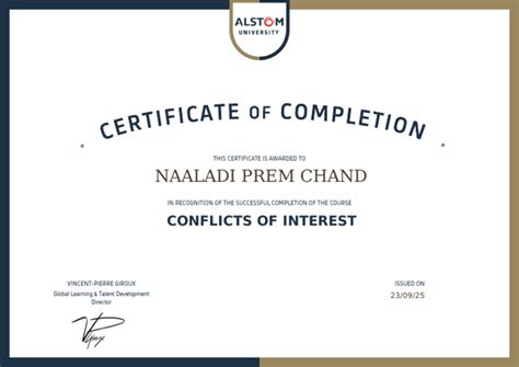 Certificate Of Completion Conflicts Of Interest Pdf