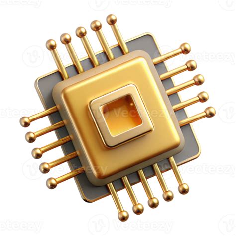 Wonderful Artistic A Single Microchip Magnified And Highly Detailed Its Golden Circuits