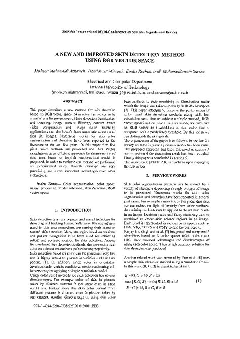 Pdf A New And Improves Skin Detection Method Using Rgb Vector Space