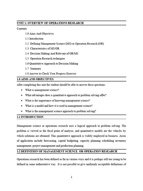 Operation Research Unit 1 Pdf Mathematical Model Mathematical Optimization