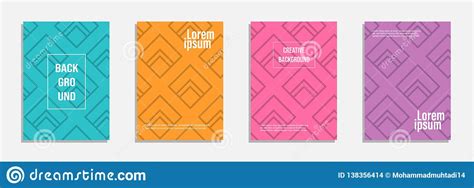 Colorful And Modern Cover Design Set Of Geometric Pattern Background Stock Vector