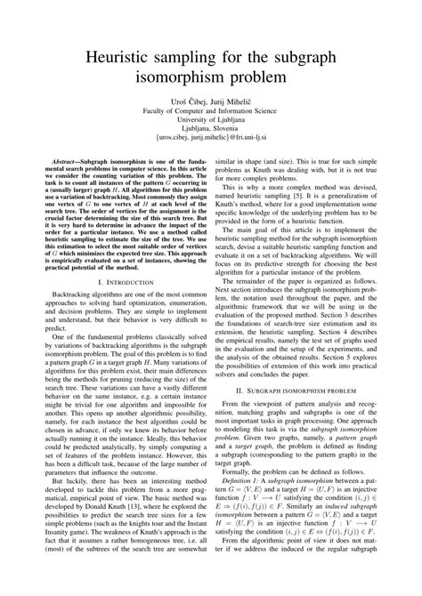 Pdf Heuristic Sampling For The Subgraph Isomorphism Problem