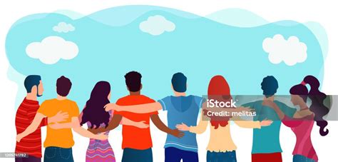 사람들의 다양성 포용하고 단합하는 다민족 친구들의 그룹 협력 우정과 조직의사소통과 대화커뮤니티팀워크소셜 네트워크 학생 자원봉사에 대한 스톡 벡터 아트 및 기타 이미지