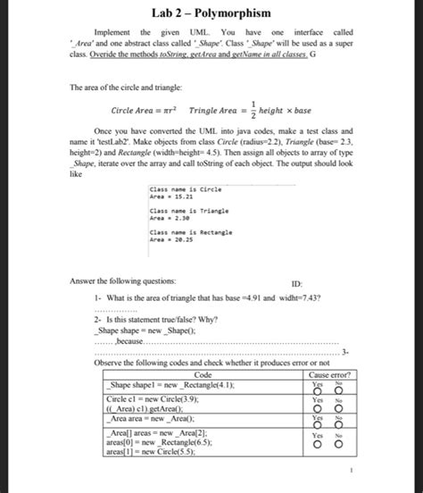 Solved Lab 2 Polymorphism Implement The Given Uml You