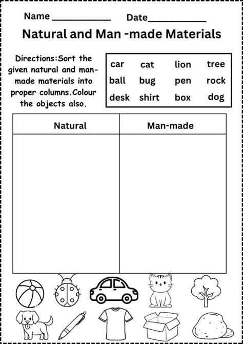 Natural And Man Made Materials Worksheet Free