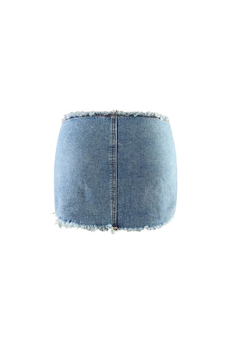Jayde Frayed Denim Mini Skirt Edge