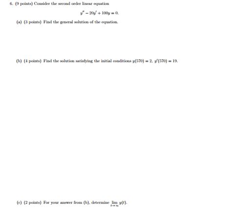 Solved Consider The Second Order Linear Equation Y 20y