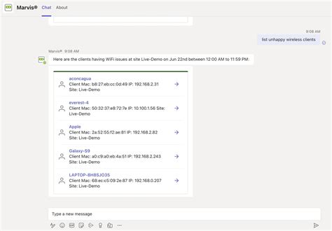 Marvis App In Teams Mist