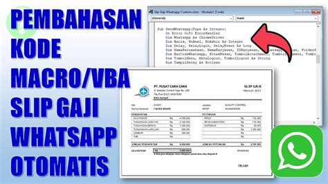 Pembahasan Kode Vba Slip Gaji Whatsapp Otomatis Youtube