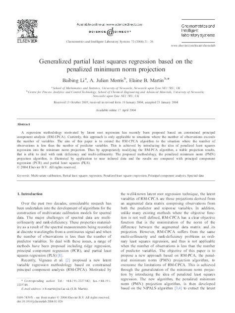 pdf generalized partial least squares regression based on the
