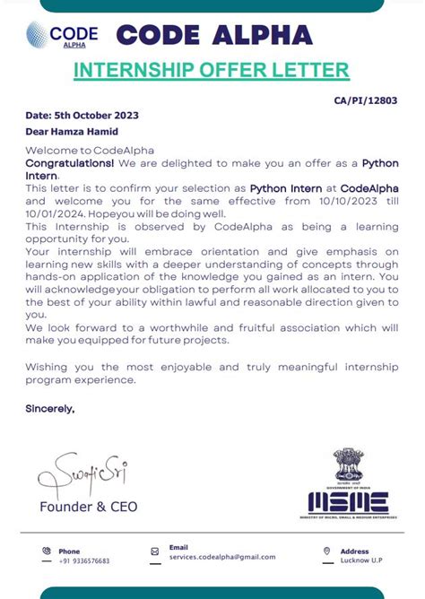 codealpha pythoninternship learningjourney techcareer hamza akhun