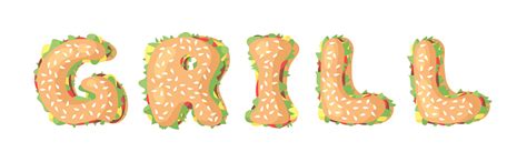 손으로 그린 만화 버거 알파벳 패스트 푸드 벡터 글꼴 맛있는 일러스트 식사 와 텍스트 플랫 스타일 컬렉션 겨자에 대한 스톡 벡터 아트 및 기타 이미지 Istock