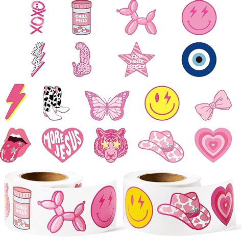 W1cwey 1000pcs Cute Preppy Sticker Rolls 2 Rolls 18
