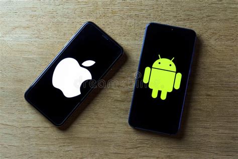 Apple And Android Smartphones Iphone IOS Versus Android Operating System Editorial Image