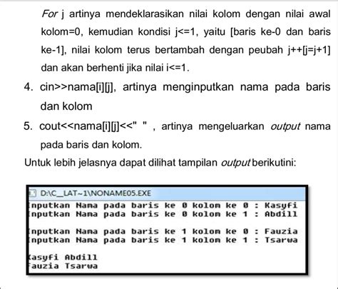 Gambar Tampilan Hasil Array Dimensi Menggunakan Data Nama Dengan