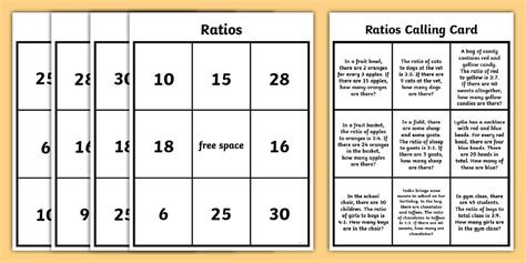 Seventh Grade Ratios Bingo Game