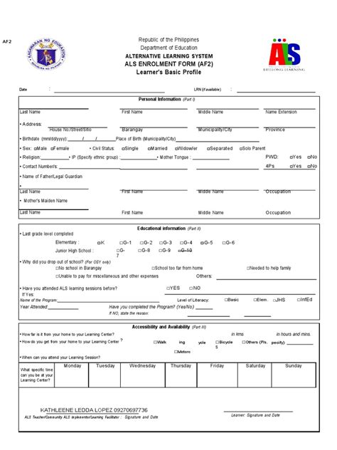 Enrollment Form Pdf Enrollment Form Pdf