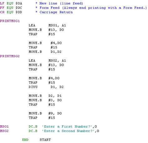 Program Code In Assembly Language Using Easy68K Software Free Essay