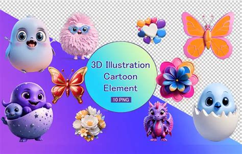 Cute Monster 3d Elements Pack Images