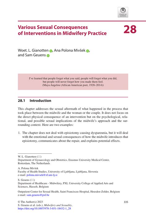 Pdf Various Sexual Consequences Of Interventions In Midwifery Practice