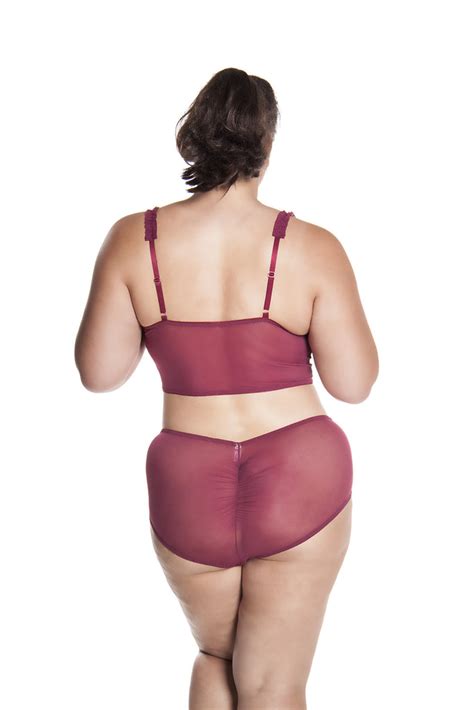 Plus Size Womens Long Line Open Cup Bra And High Rise Retro Panty 2 P