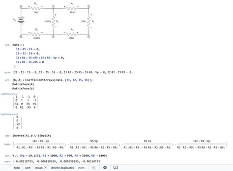 Circuit Analysis In Mathematica Currents Are Wrong And I Have No Idea What I Am Doing R