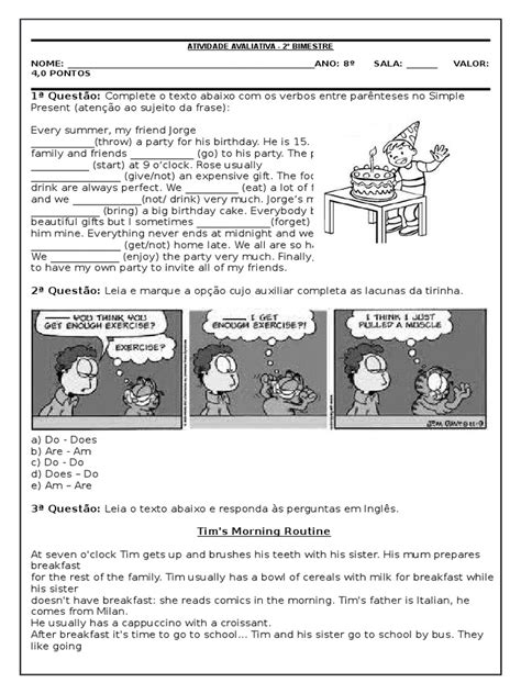 Exercícios Simple Present Pdf Foods