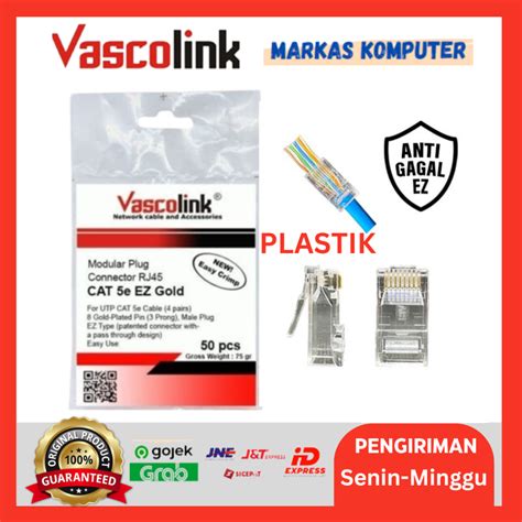 Jual Konektor Rj Vascolink Utp Cat Gold Ez Anti Gagal Cat E Cat Pcs Shopee Indonesia
