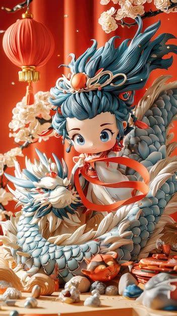 Cute Anime Girl Riding A Dragon Premium Ai Generated Image