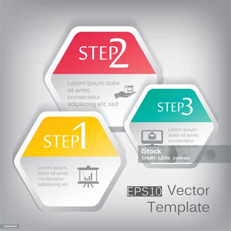 벡터 3d 종이 육각형 요소를 인포그래픽 2015년에 대한 스톡 벡터 아트 및 기타 이미지 2015년 3차원 형태 계단