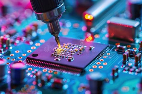 Automated Robotic Assembly Electronic Circuit Board Stock Image Image Of Equipment Computer