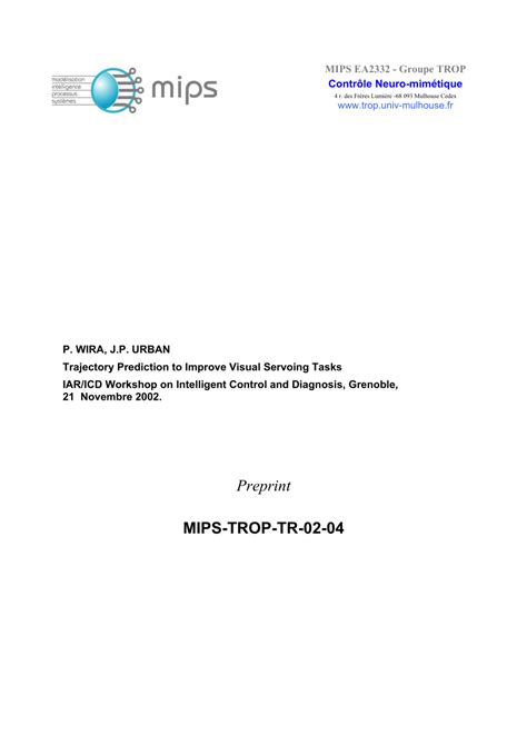 pdf trajectory prediction to improve visual servoing tasks