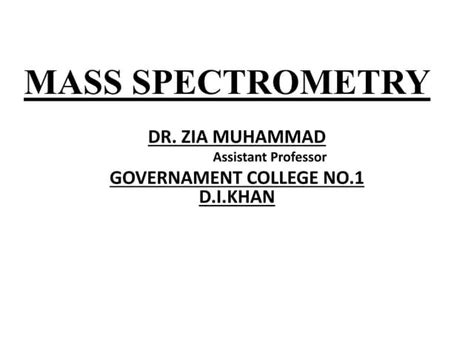 Mass Spectrometry Full Lecture Pptx