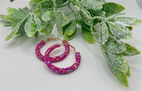 Glitter Hoop Earrings Glitter Earrings Sparkly Earrings Hoop