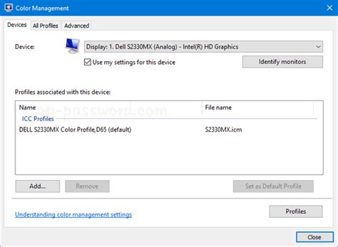 How To Open Color Management In Windows 10 8 7 Password Recovery