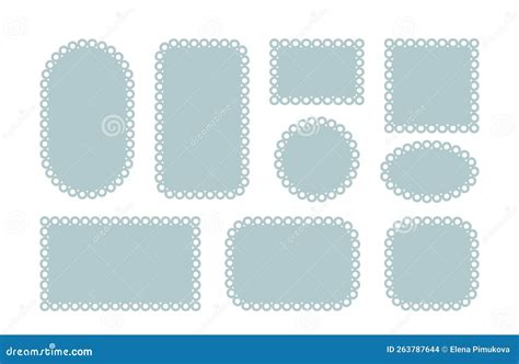 Square Scalloped Frame Scalloped Edge Rectangle Shape Simple Label And Sticker Form Flower