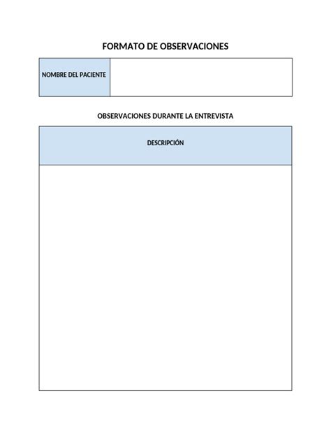 Formato De Observaciones Pdf